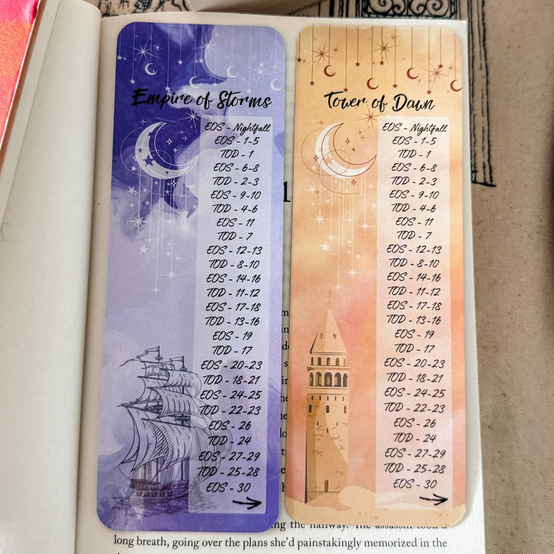 Officially Licensed Tandem Read Throne of Glass Bookmarks | Empire of Storms and Tower of Dawn ...