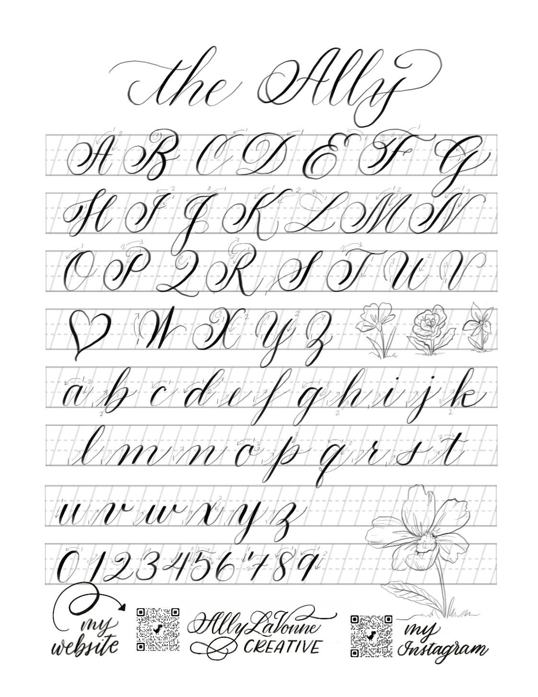 Calligraphy Practice Alphabet: the Ally - Etsy
