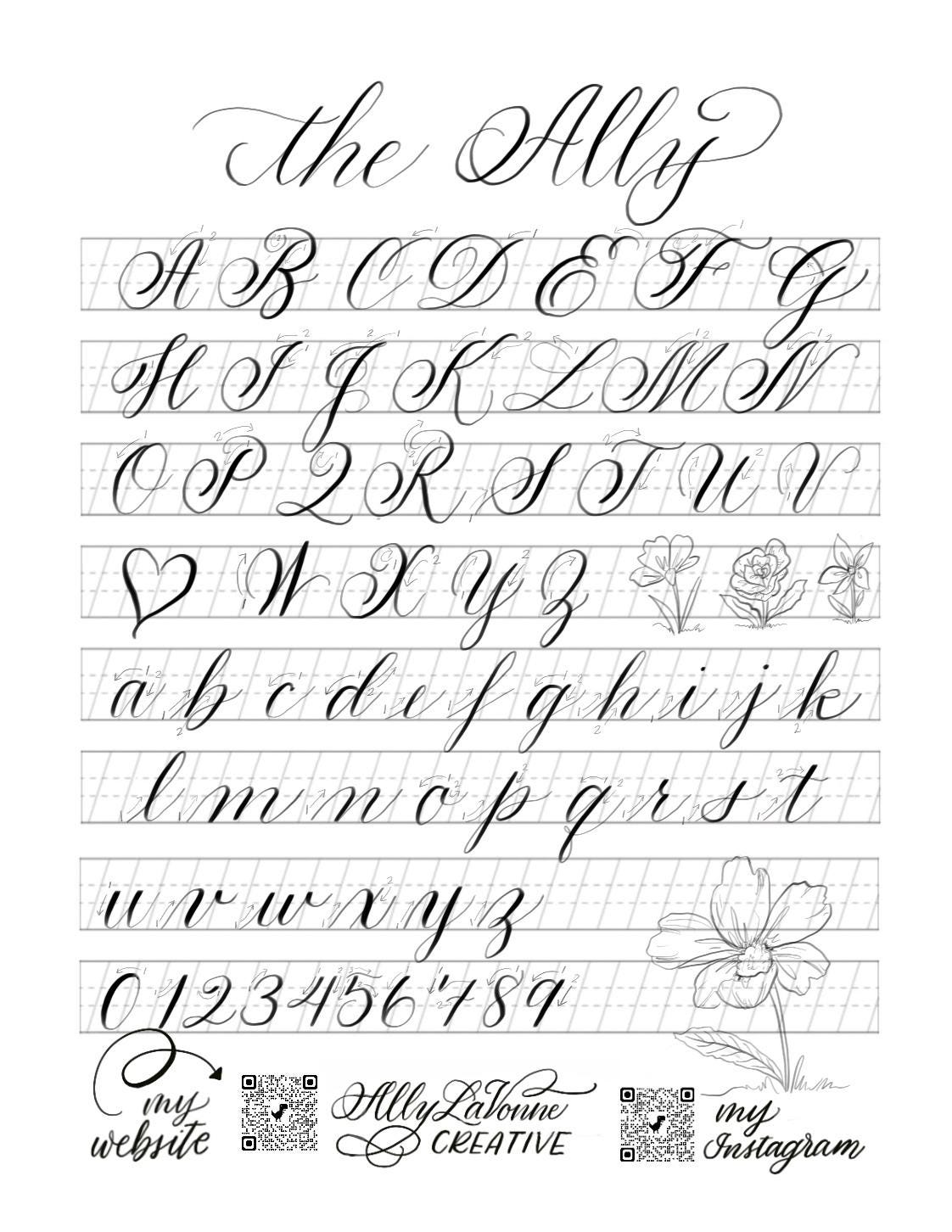 Calligraphy Practice Alphabet: the Ally - Etsy
