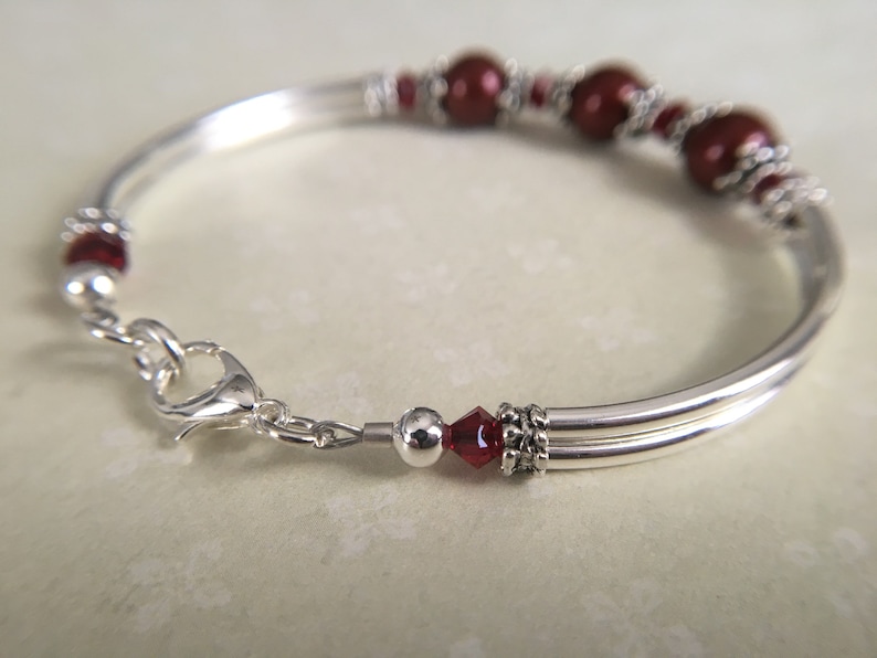 Garnet Pearl Bridesmaid Bangle Bracelet for the Bride or | Etsy