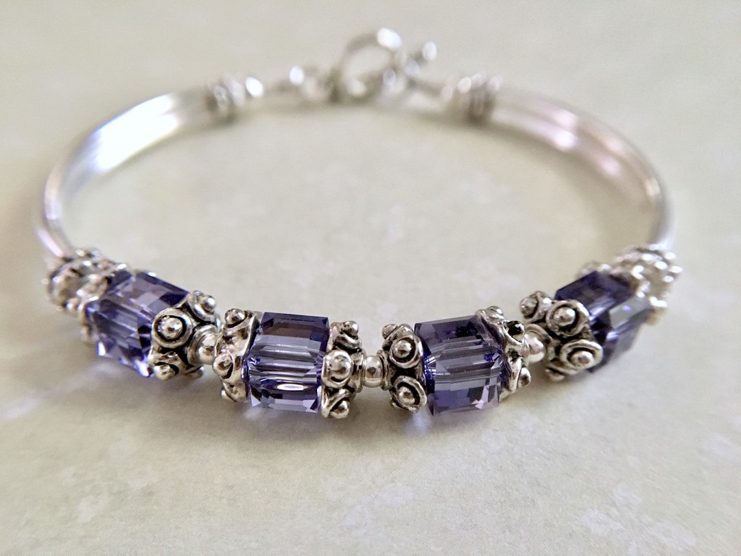 June Birthstone Bracelet, Bridesmaid Bracelet, Wedding Bracelet, Purple ...