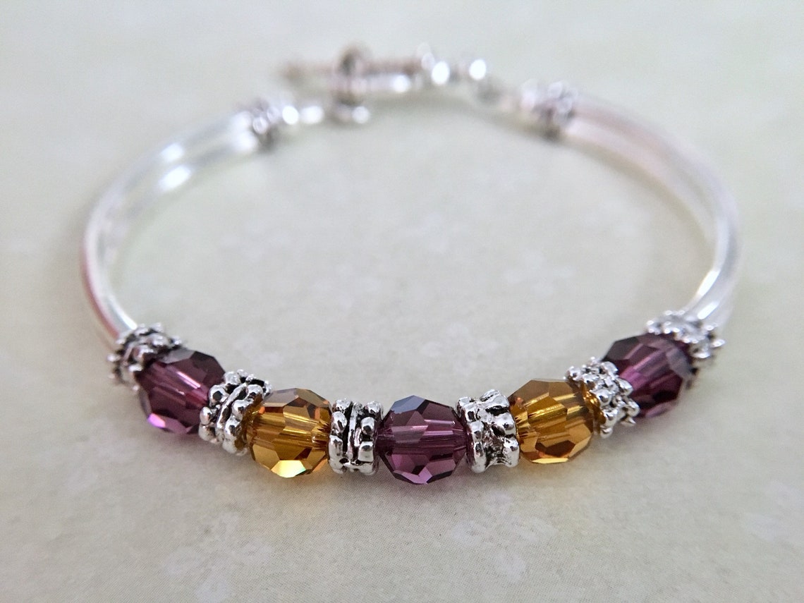 Amethyst Topaz Bangle Bracelet Wedding Jewelry Bridesmaid | Etsy