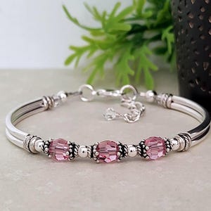 October Birthstone Bracelet: Adjustable Silver Bangle Jewelry With ...