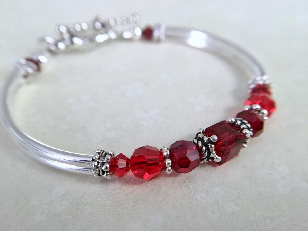 Ruby Red Bracelet, July Birthstone Jewelry, Birthday Gift, Bridesmaid ...