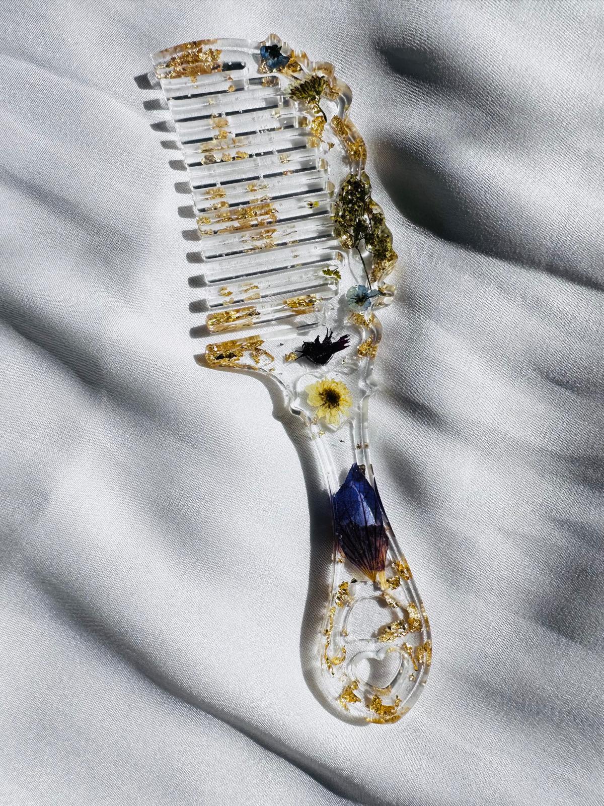 Handmade Resin Flower Comb,real Dried Flowers Hair Accessory,hair ...