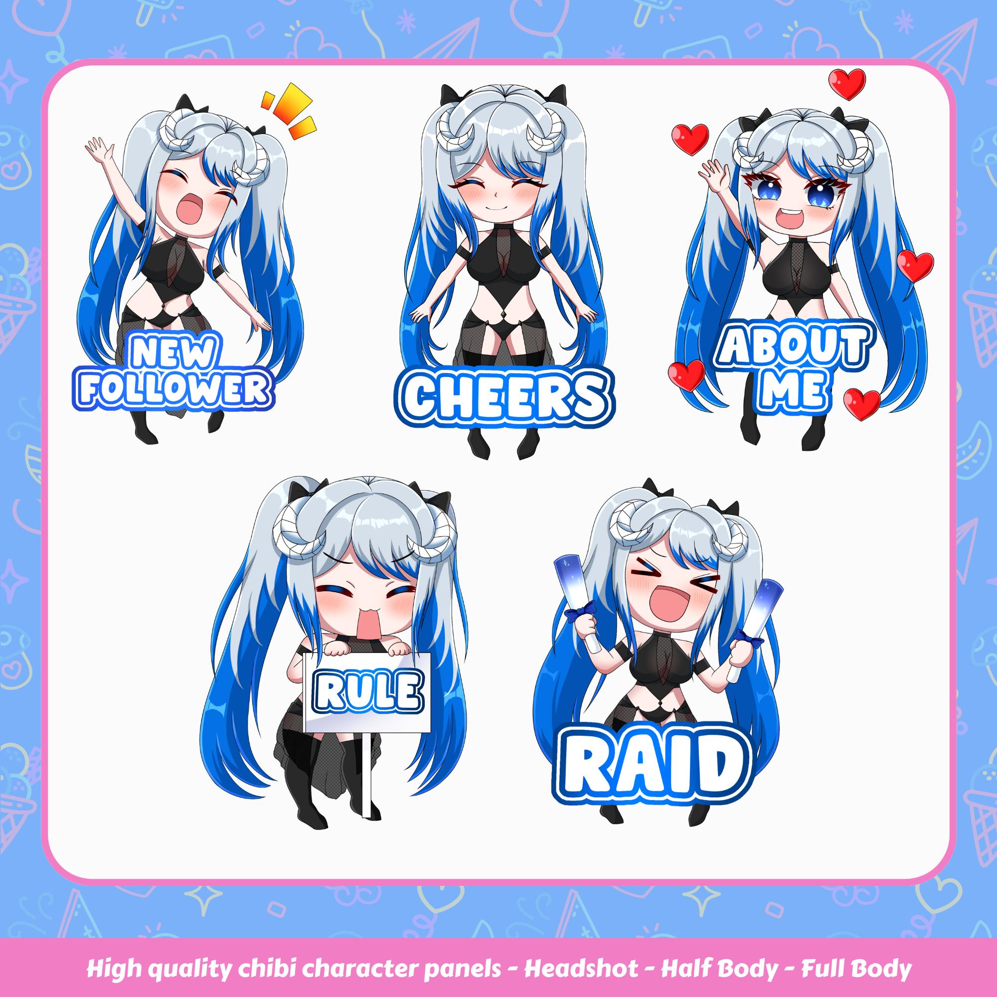 Custom Twitch Panels, Chibi Panels, Anime Panel for Your Stream, Vtuber ...