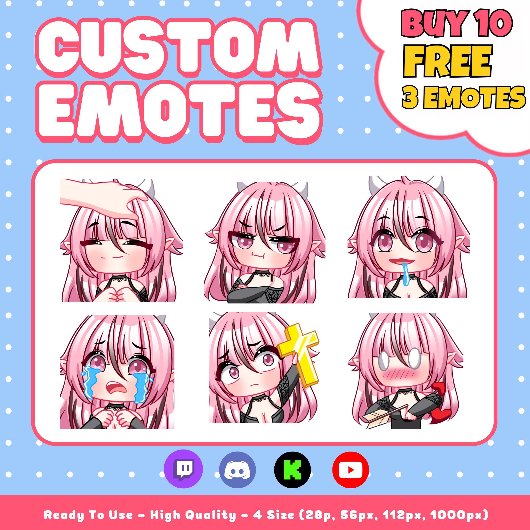 Custom Chibi Emotes Twitch Emotes Emotes for Steramer Vtuber Emotes ...