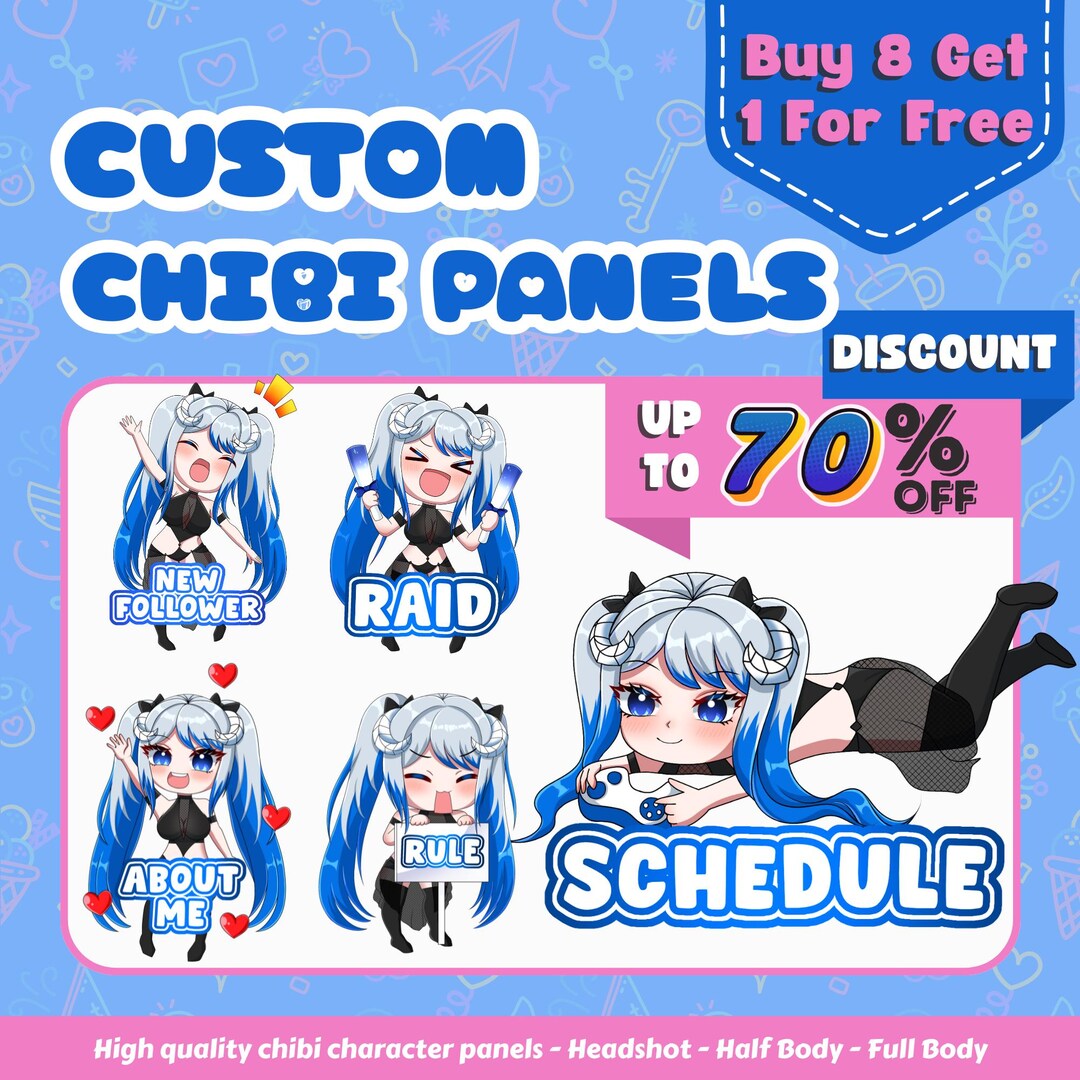 Custom Twitch Panels, Chibi Panels, Anime Panel for Your Stream, Vtuber ...