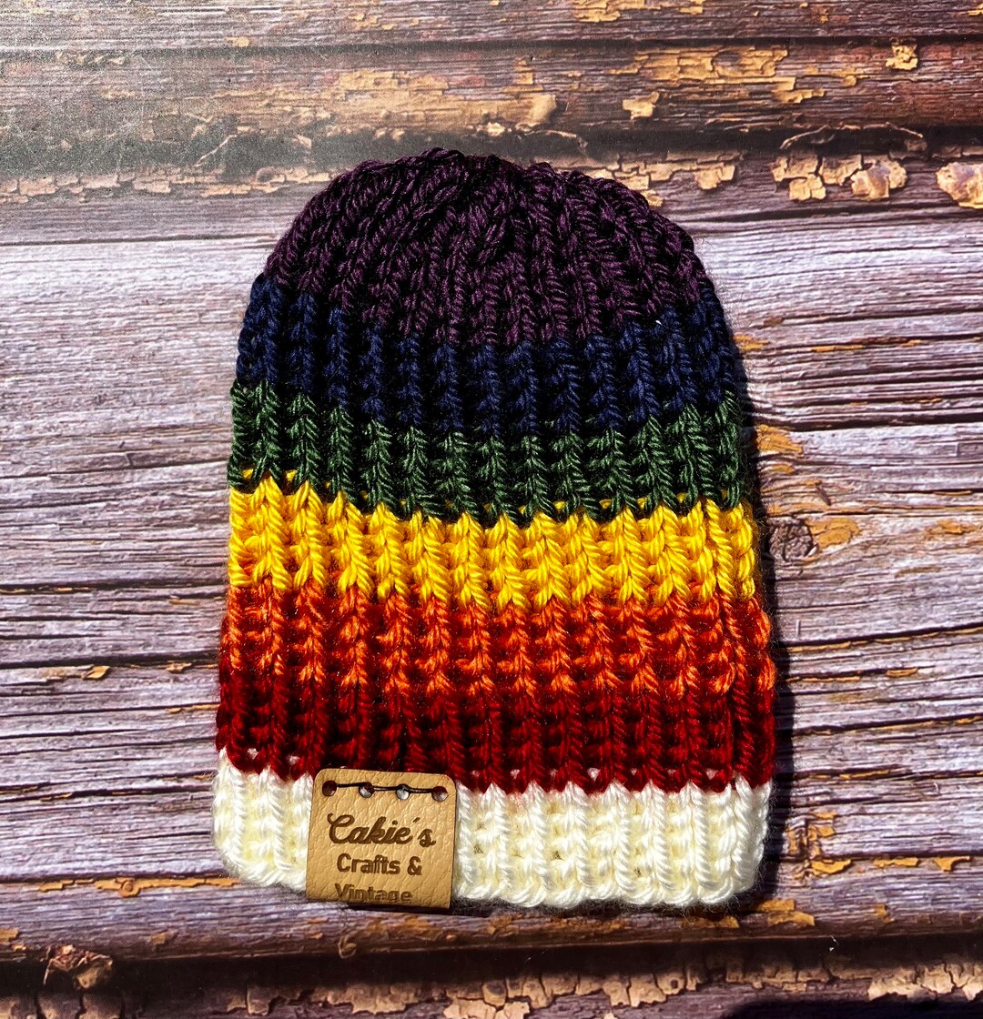 Dark/earthy Rainbow Hat - Etsy