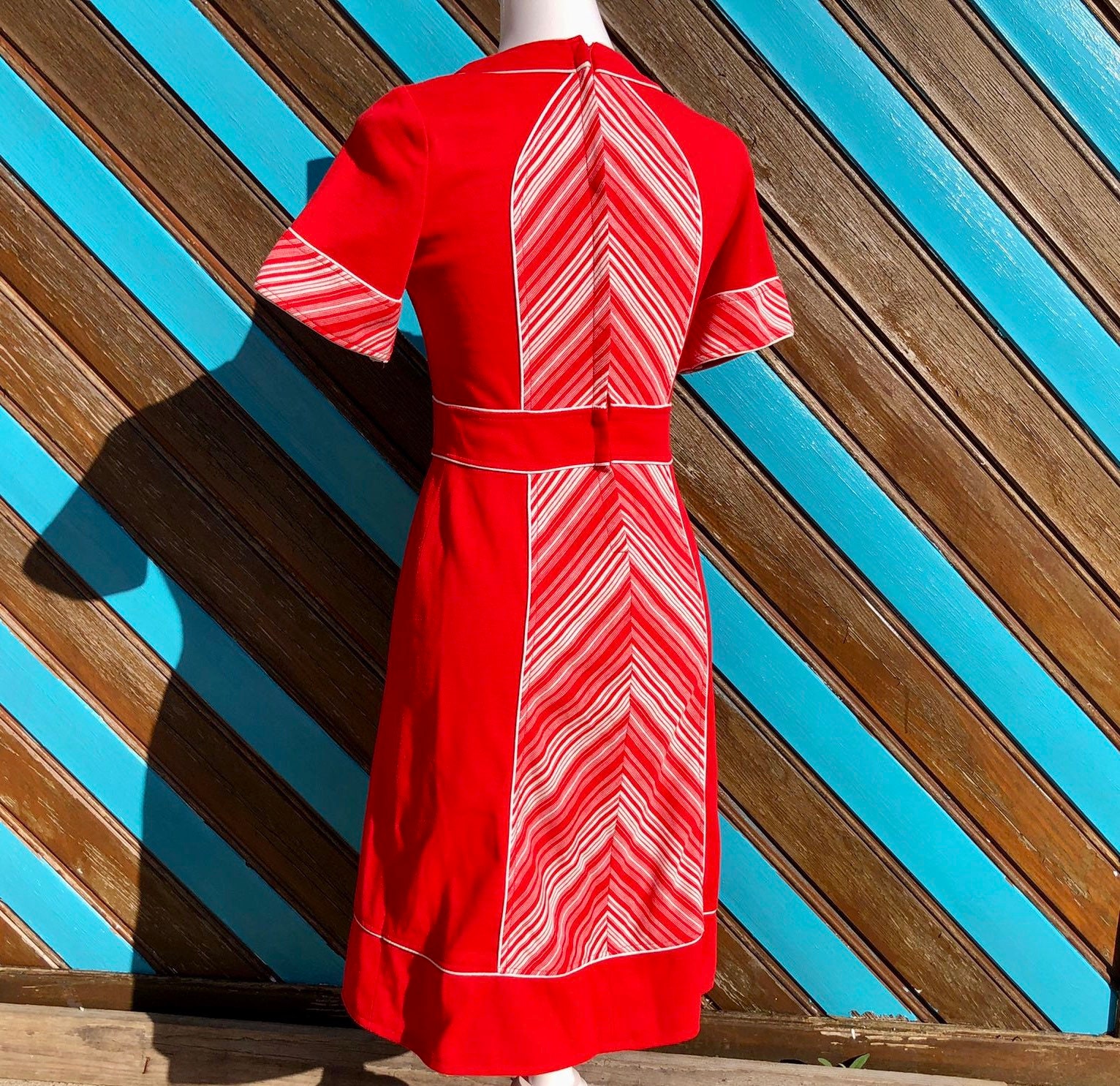 Vintage 60s/70s Striped Dress - Chevron Pattern Dress - Etsy