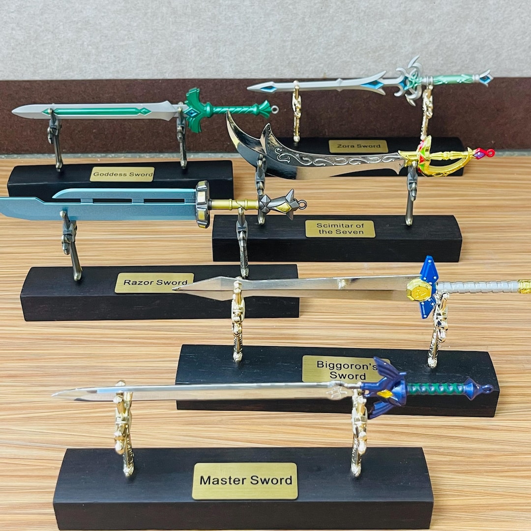 Zelda Sword Replica, Miniature Metal Weapon Model With Wooden Stand - Etsy