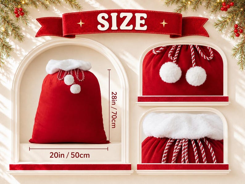 Large Personalized Christmas Gift Bag, Custom Name Santa Sack With Pom ...