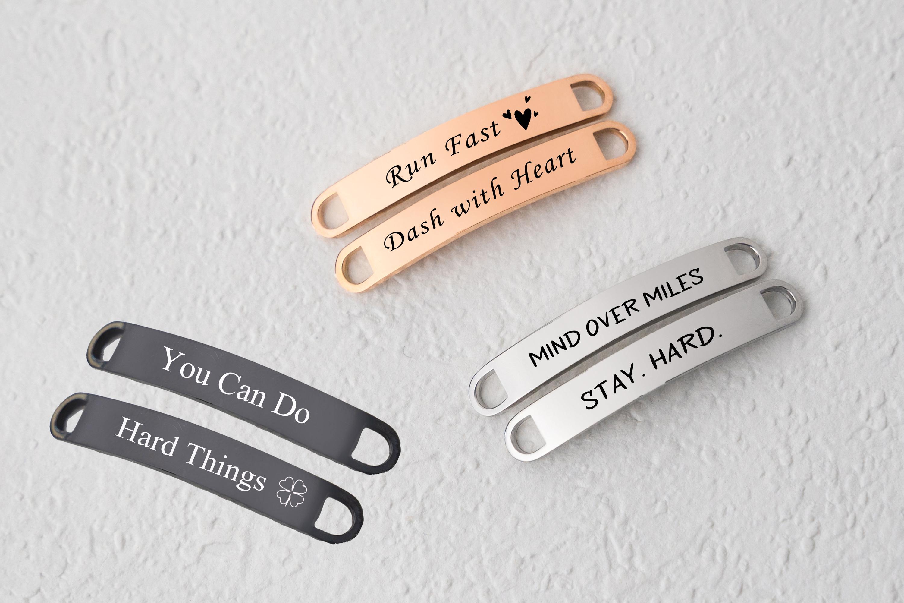 Personalized Engraved Shoe Tags: Stainless Steel Runner Charms - Etsy