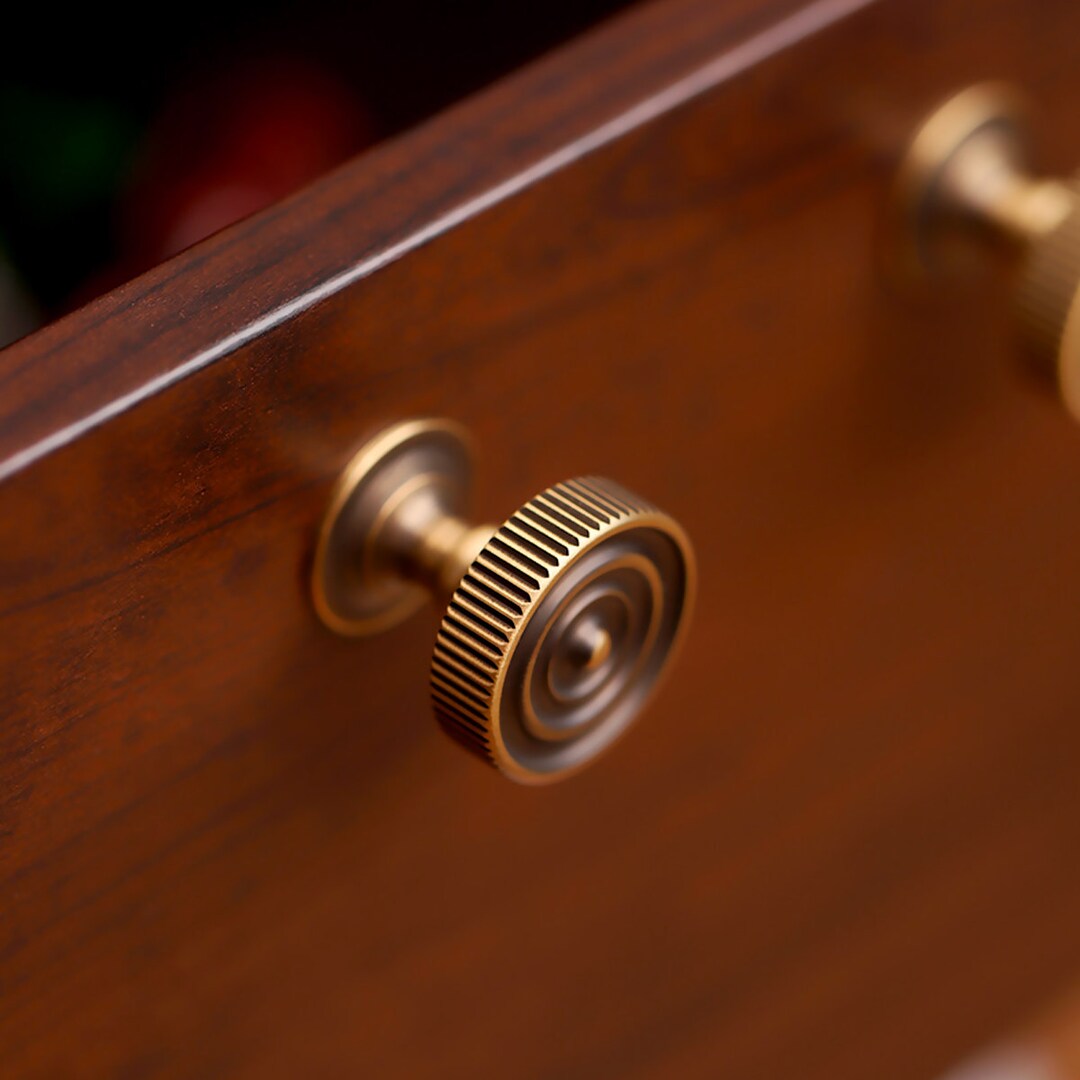 Antique Brass Knobs Knurled Texture Antique Gold Dresser Knobs Aged Brass Knobs Brass Drawer ...