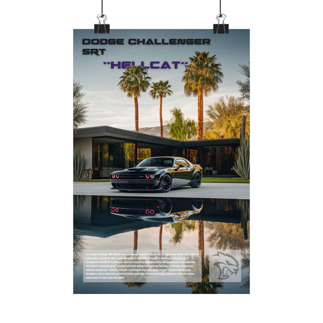 Dodge Challenger SRT Hellcat Wall Art Print, Matte Vertical Posters ...