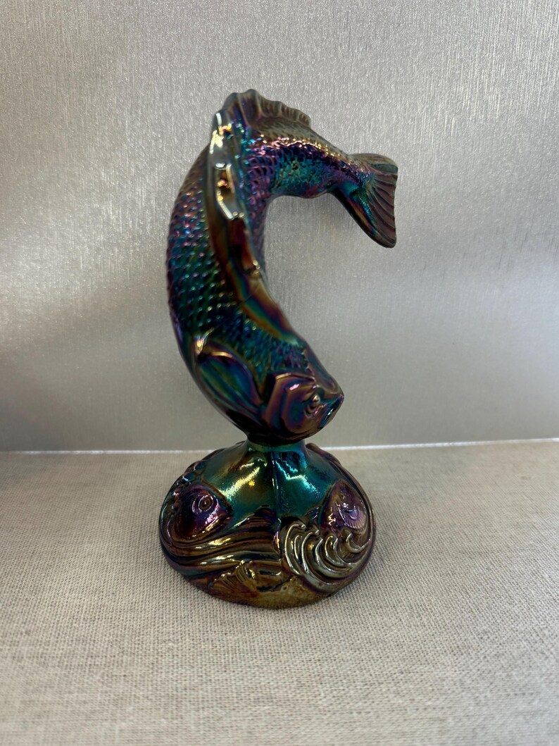 Fenton Koi Fish Carnival Glass Iridescent Mint Figurine Paperweight ...