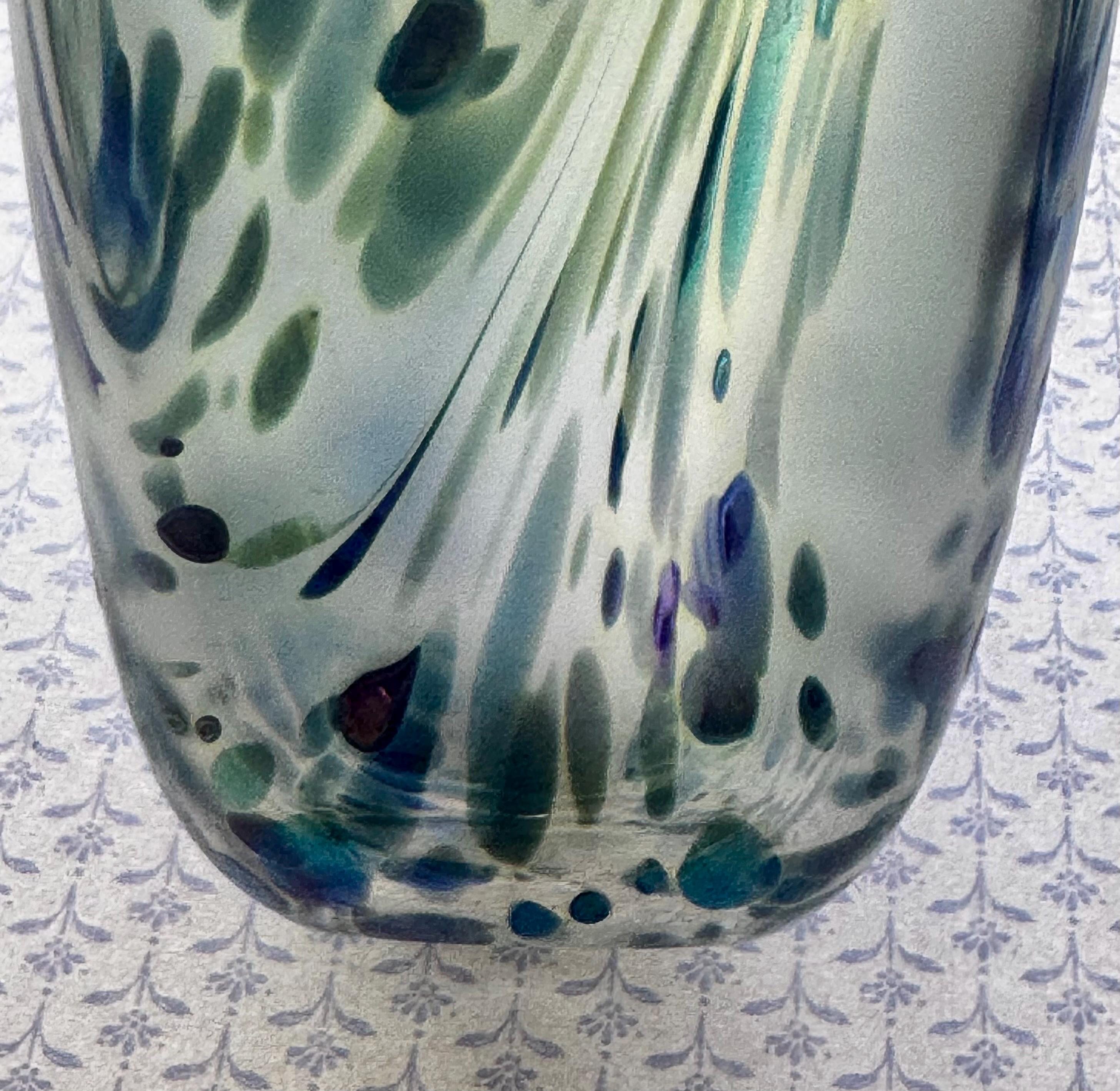 Robert Eickholt Signed 1996 Handblown Irridescent Art Glass Vase Starry ...