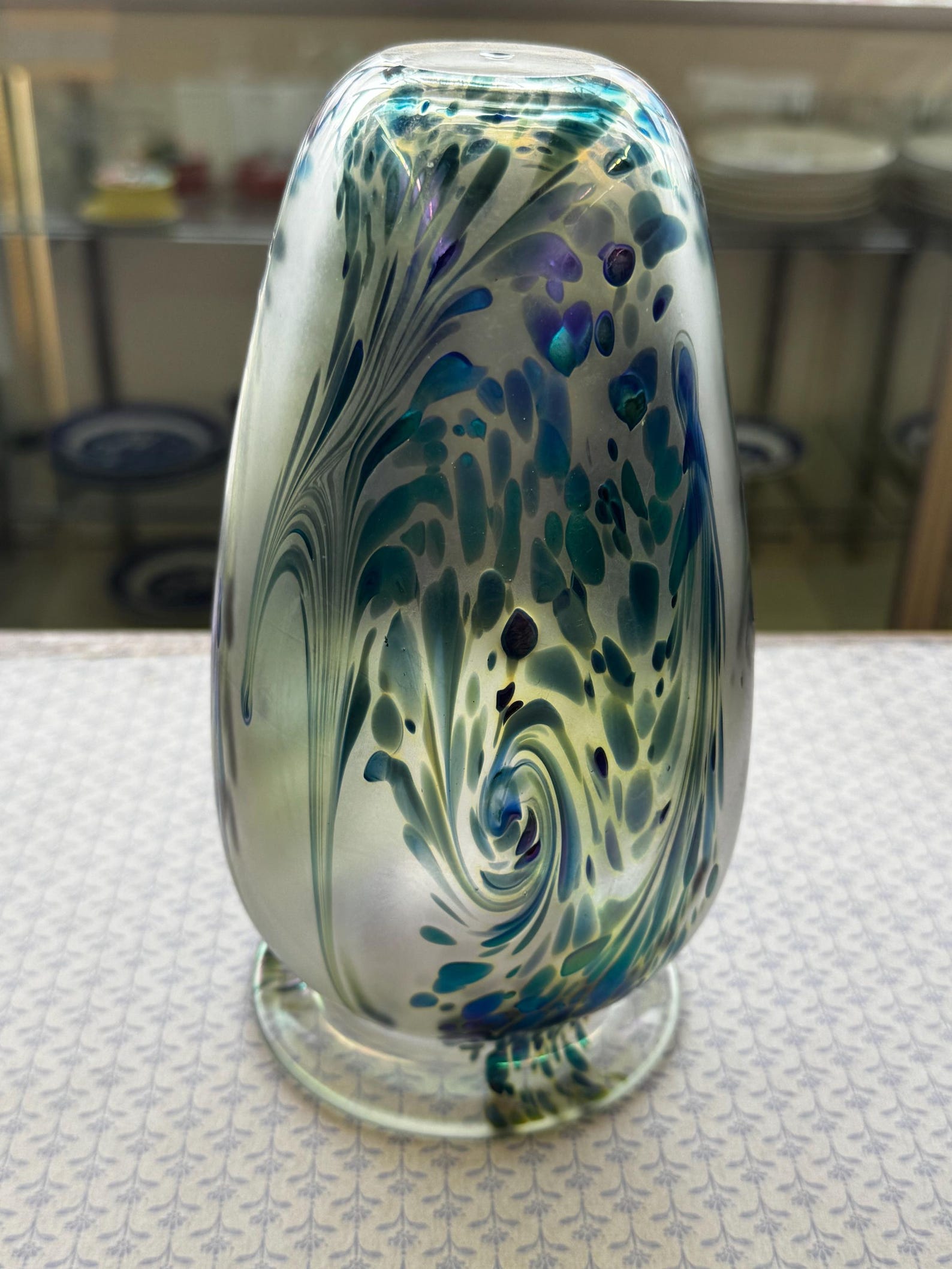 Robert Eickholt Signed 1996 Handblown Irridescent Art Glass Vase Starry ...