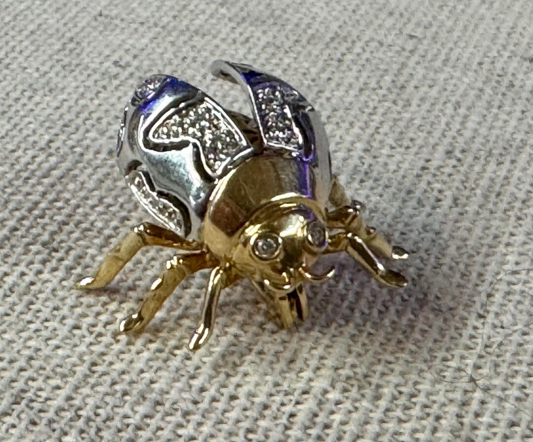 14k Gold Ladybug Lady Bug Brooch/pin Diamonds Designer - Etsy