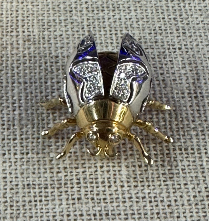14k Gold Ladybug Lady Bug Brooch/pin Diamonds Designer - Etsy
