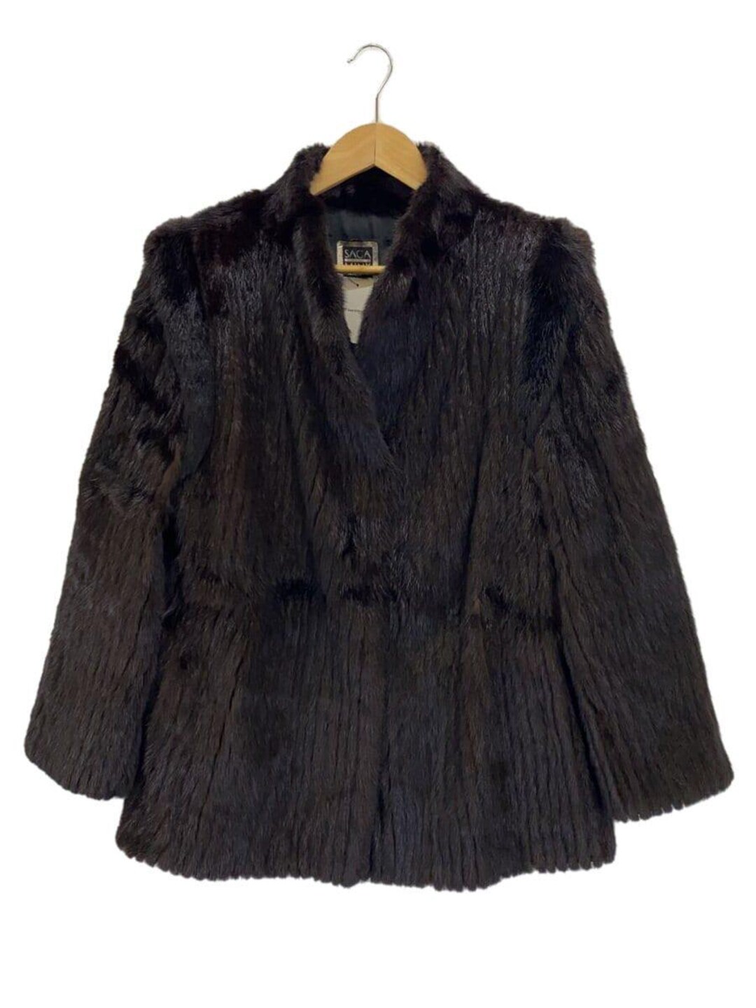 SAGA MINK Medium Real Mink Black Brown Fur Coat Black Fur Dark Mink Fur ...