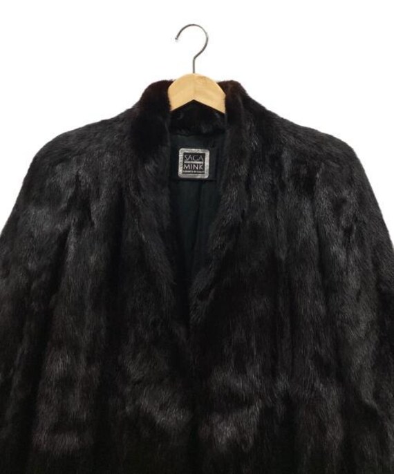 SAGA MINK S/M real mink brown black fur coat dark rea… - Gem