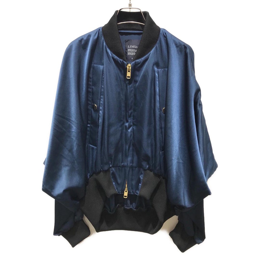 LIMI FEU Yohji Yamamoto Metallic Blue and Black Dolman Sleeve Bomber ...
