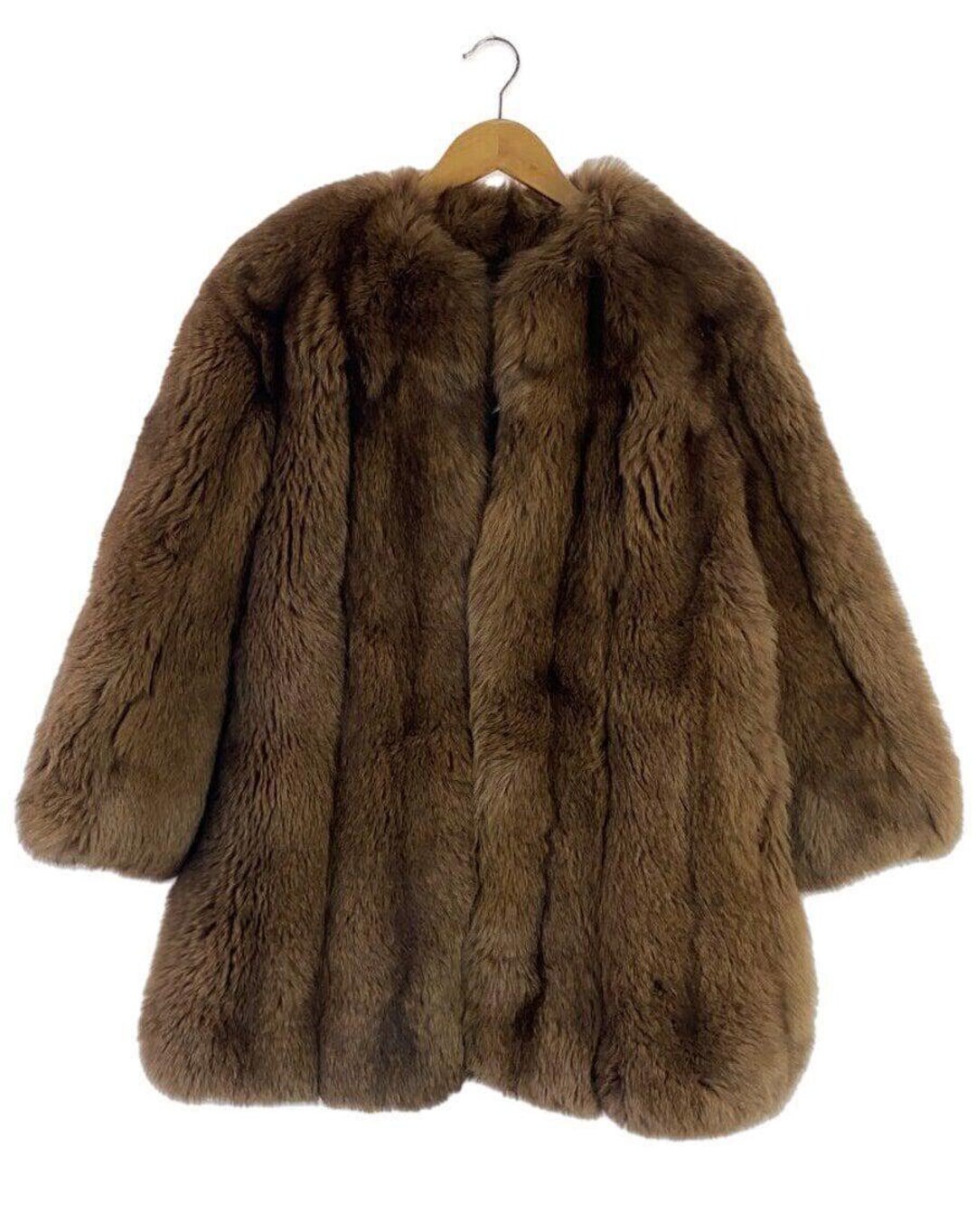 SAGA FOX Real Blue Fox Fur Coat Copper Fox Fur Long Coat Cocoa Brown ...