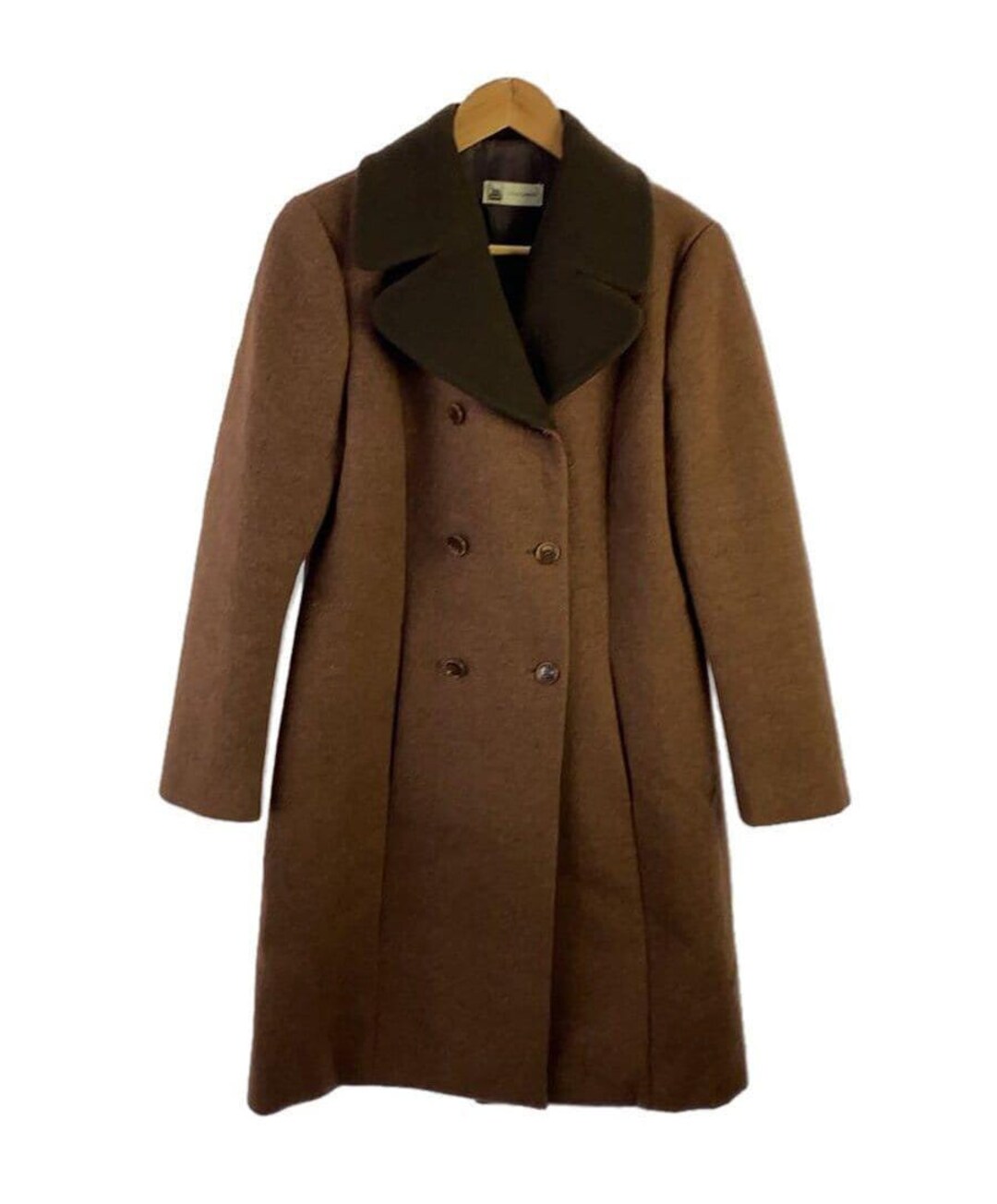 COLOMBO Cashmere Coat Real Wool Dark Brown Fur Collar Long Brown Coat ...