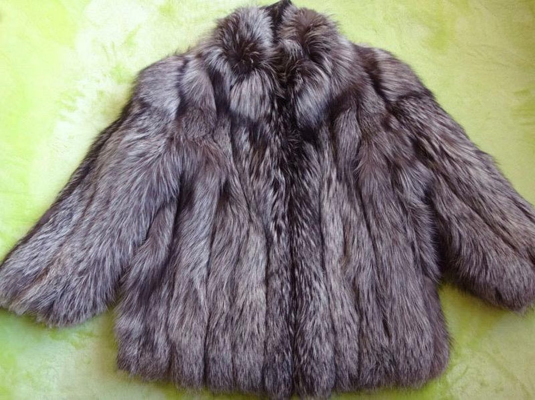 SAGA FOX Real Fox Fur Coat Mottled Silver Brown Blend Snow Thick Fur ...