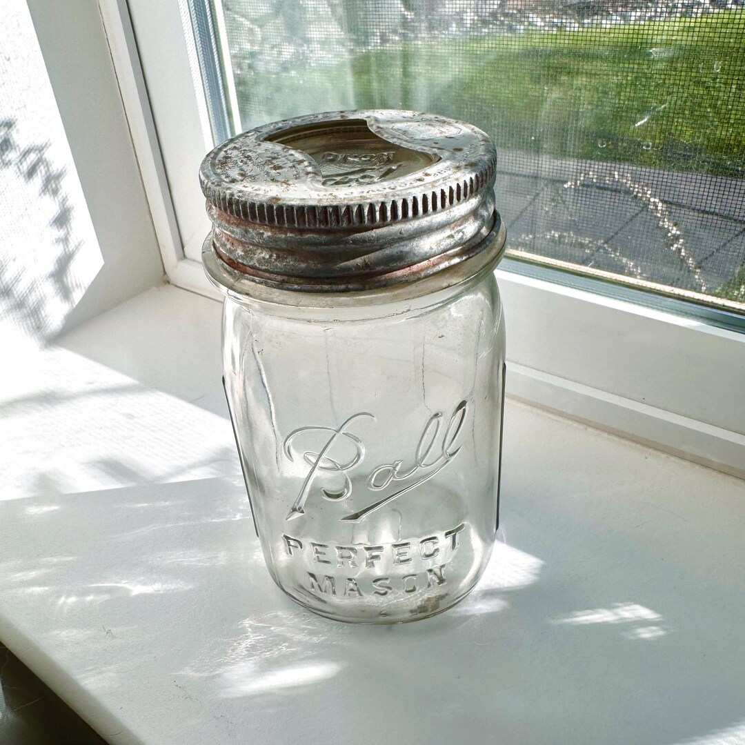 Vintage Ball "perfect" Mason Jar With No. 10 Glass Insert in Screwtop ...