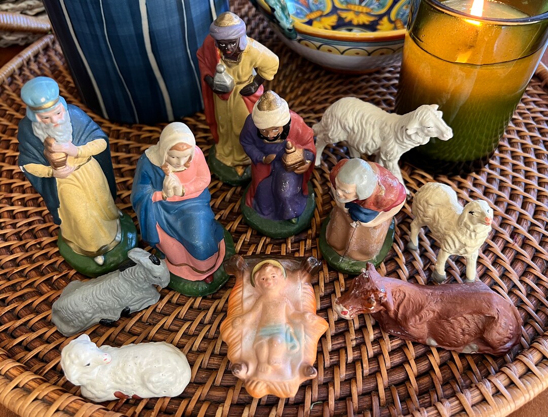 Vintage Chalkware Christmas Nativity Set, Mismatched, Chippy, Baby ...
