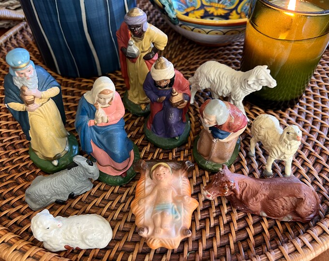 Vintage Chalkware Nativity Set: 12 Piece Mismatched Christmas Decor - Etsy
