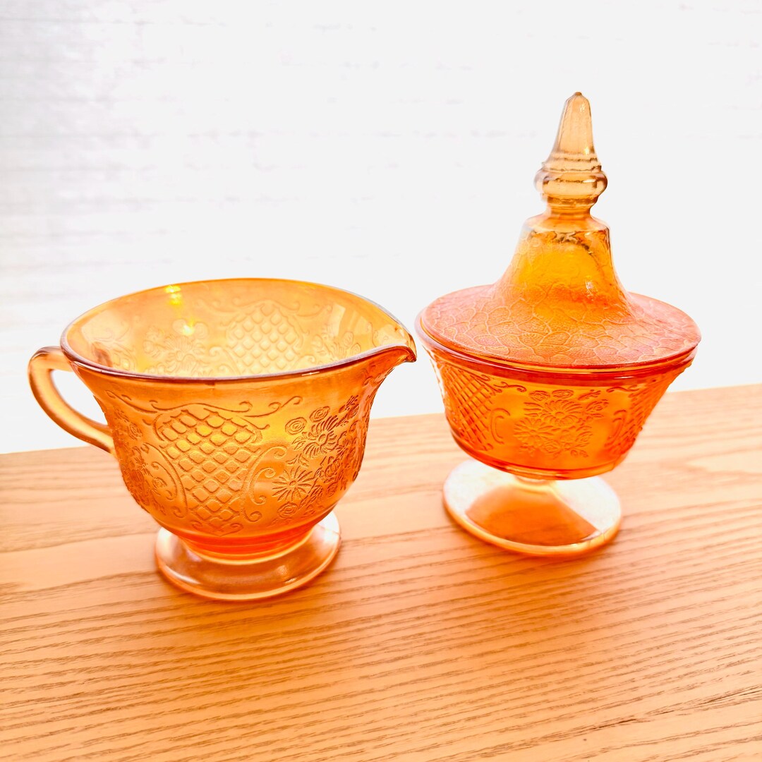 Depression Glass Marigold Cream and Sugar Bowl Set | Federal Glass ...