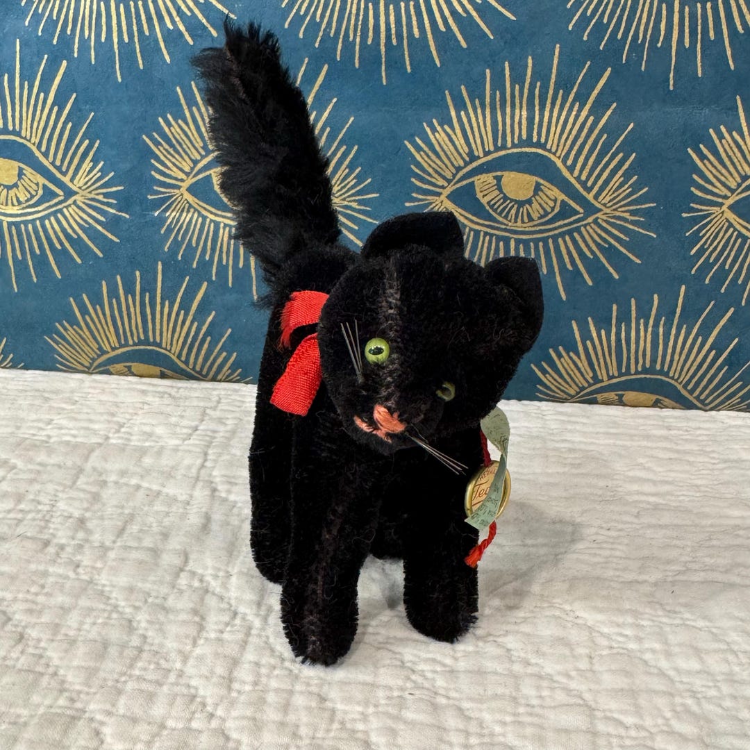 Vintage Mohair Black Cat | Hermann Original Teddy Plush Stuffed Cat ...
