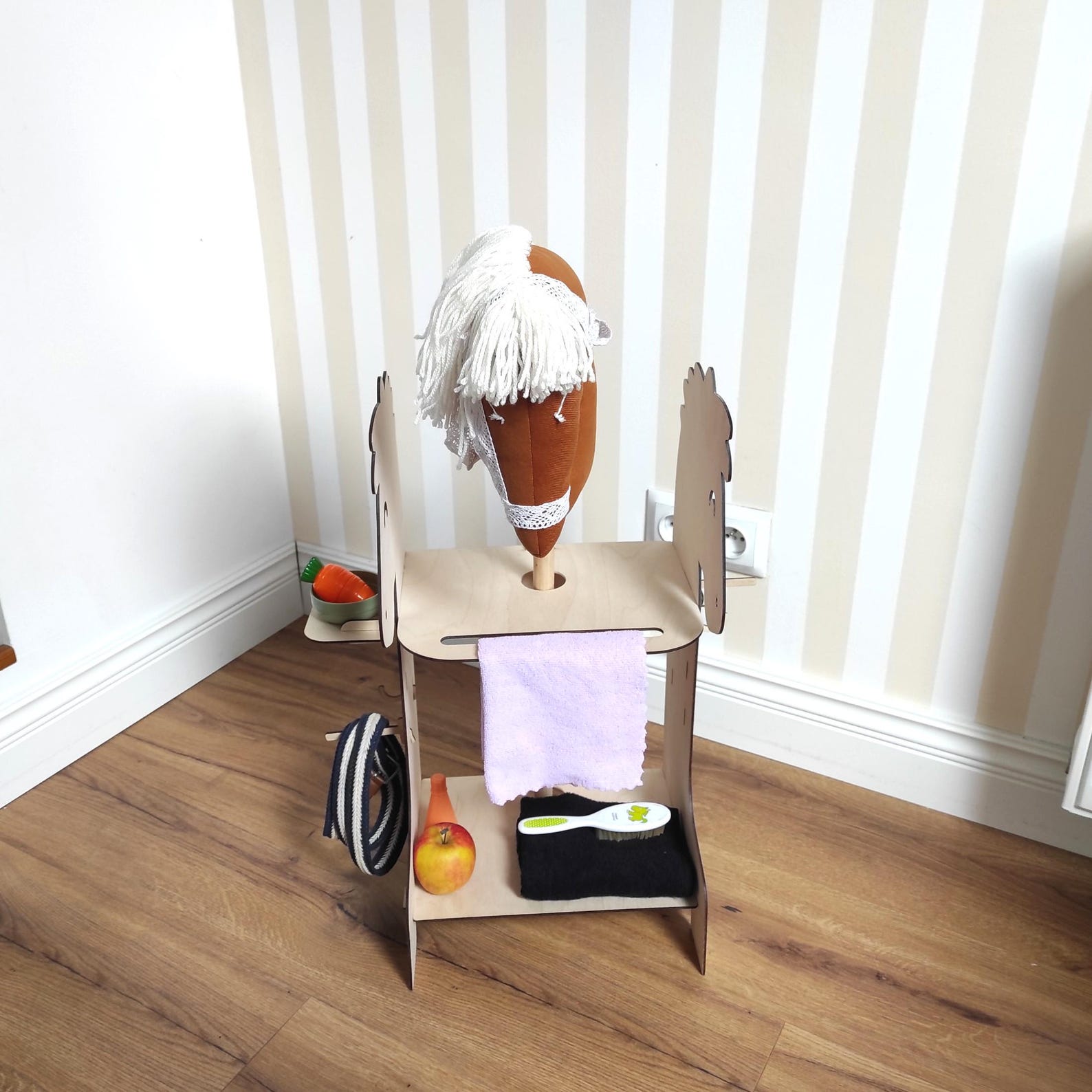 Hobby Horse Stable, Wooden Stable for Hobby Horse, Stable With Hangers ...
