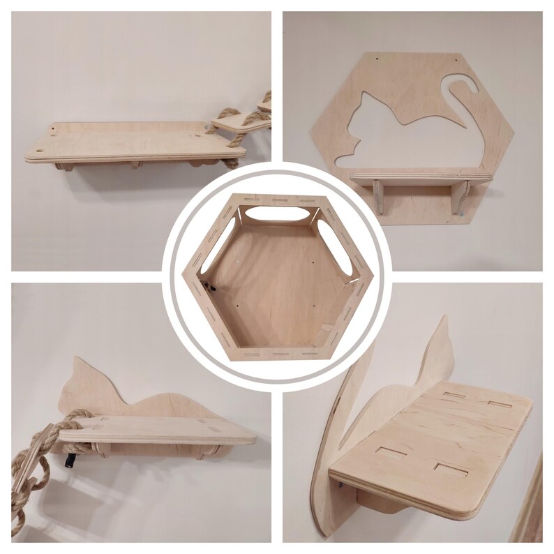 Wooden Cat Climbing Wall: Hexagon House, Wall Steps & Shelves - Etsy
