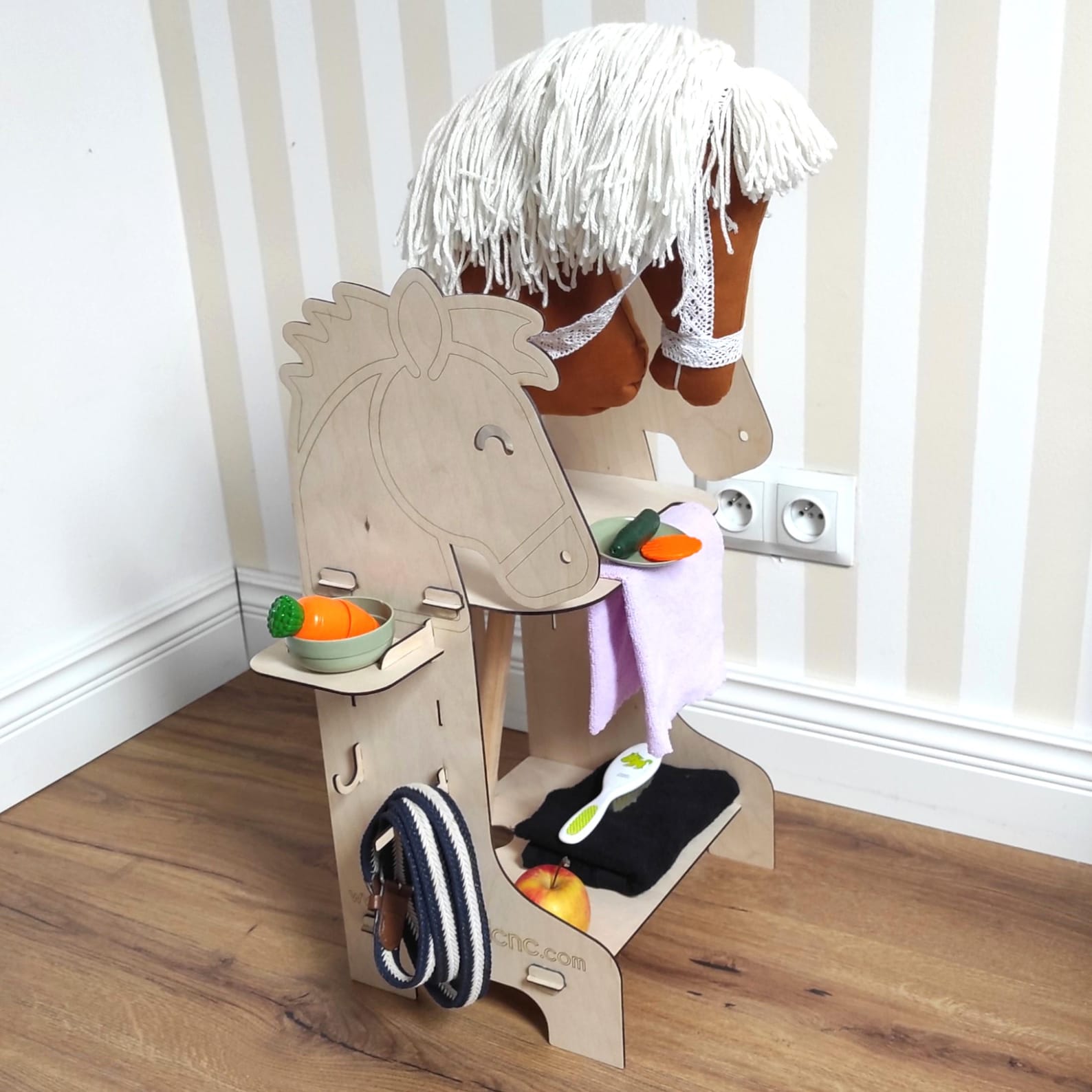 Hobby Horse Stable, Wooden Stable for Hobby Horse, Stable With Hangers ...
