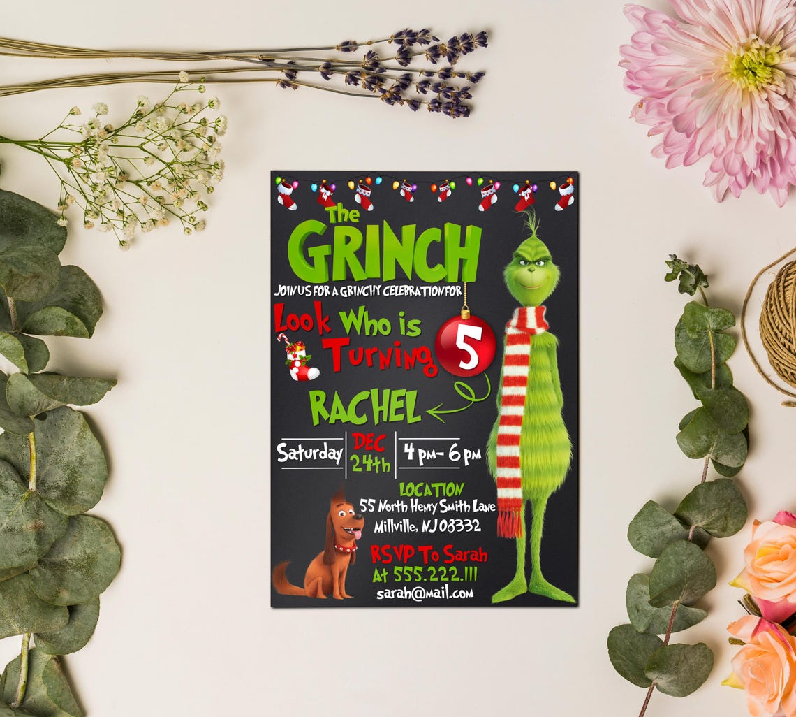 Editable Grinch Birthday Invitation | Merry Grinchmas Invitation ...