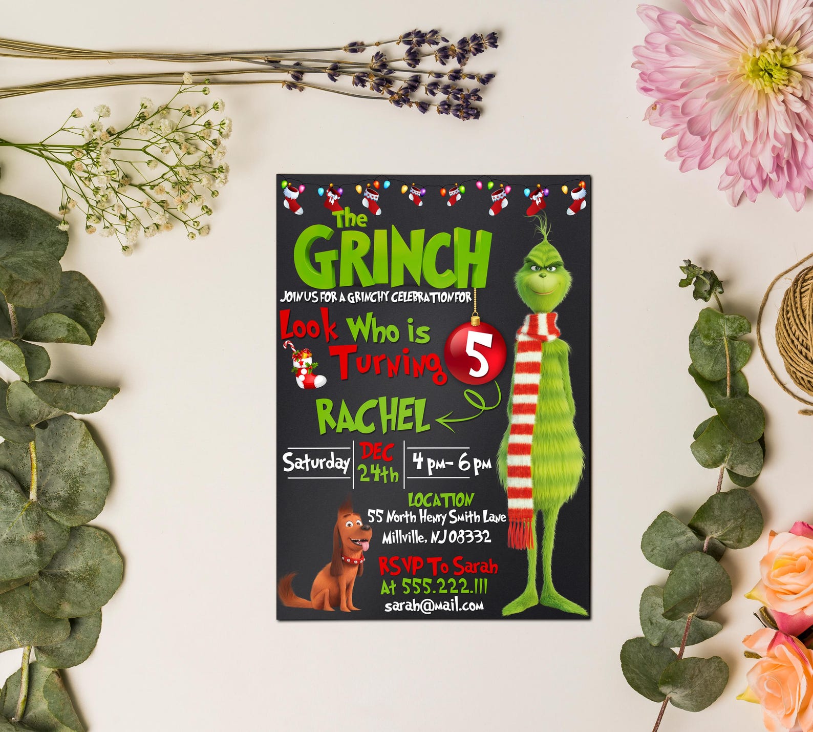 Editable Grinch Birthday Invitation | Merry Grinchmas Invitation ...