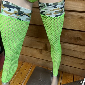 Neon Green Thigh High Fishnet Leggings, Footless - Etsy