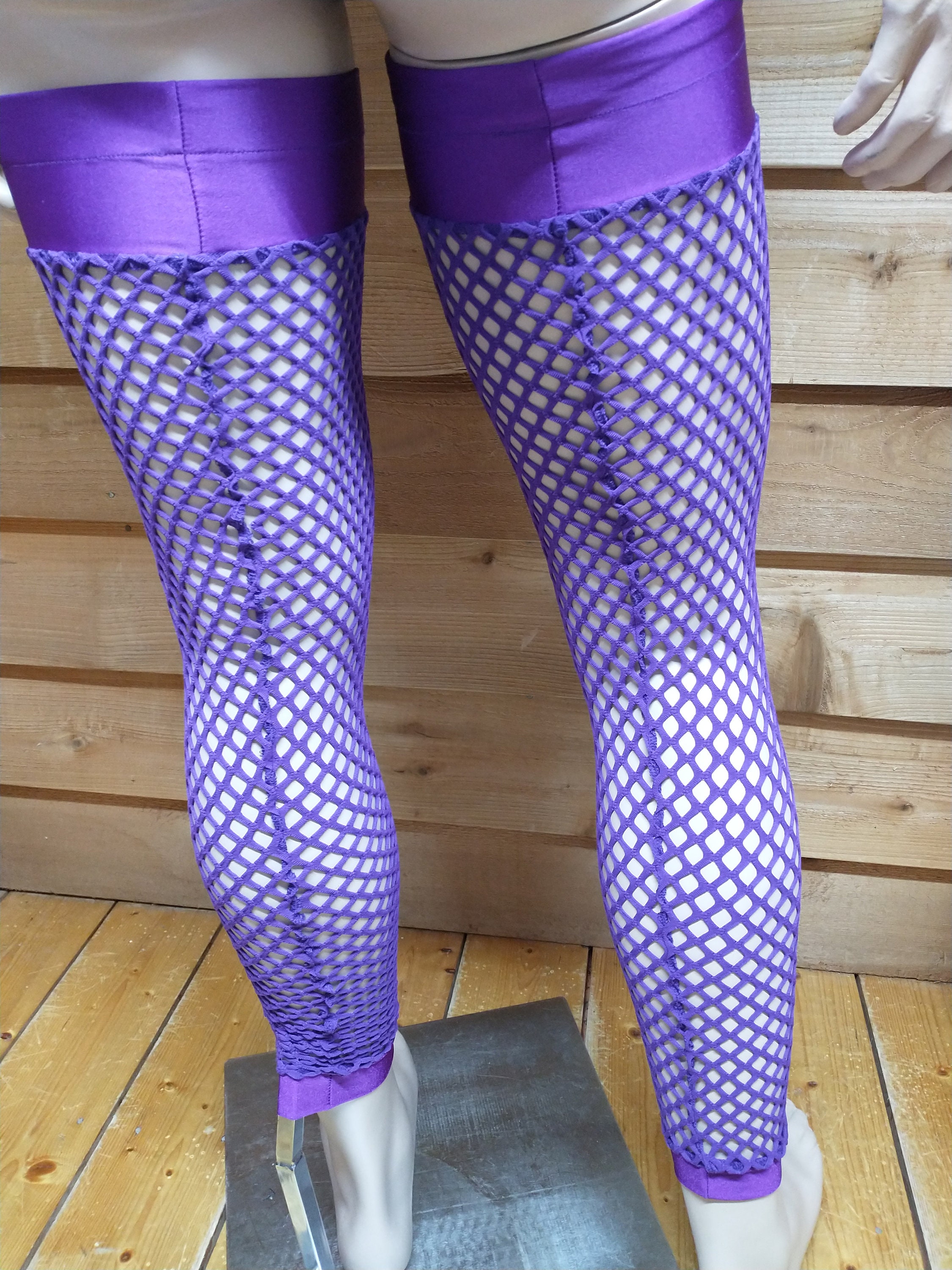 Purple thigh high fishnet leggings - Etsy.de