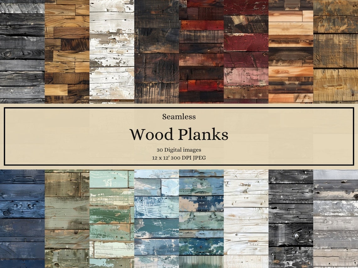 30 Seamless Pattern Wood Planks Background. Rustic Wood Digital ...