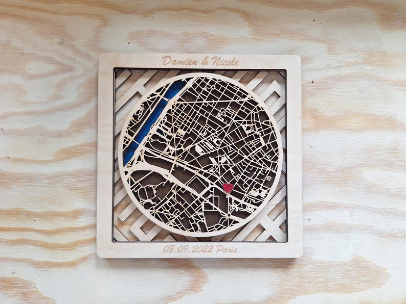 Personalized Wooden City Map DXF File, Custom Laser Cut 3D Map, DIY ...