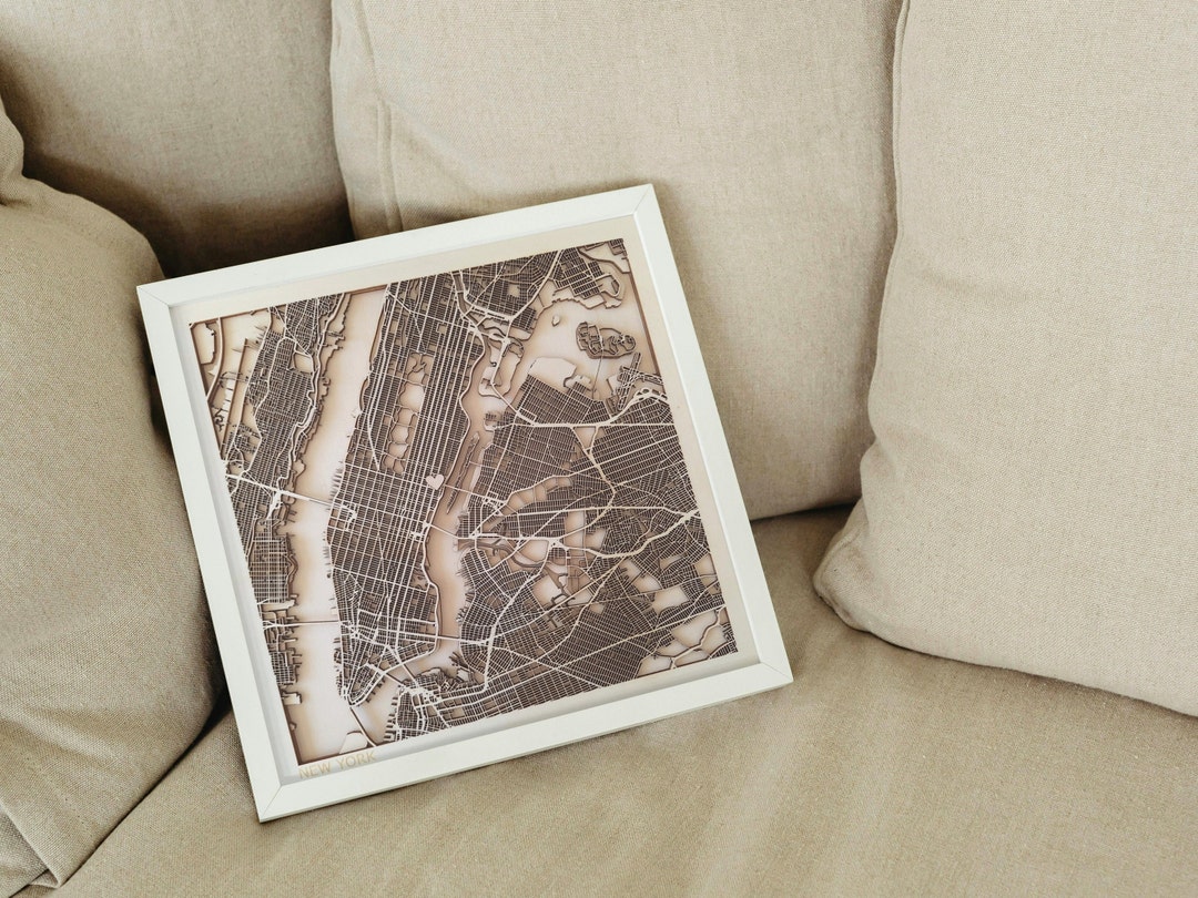NYC Customized Wooden Map, Any City Custom Cartography, Laser Cut New ...