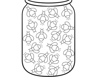 10 Fireflies Reward Jar Chart Printable Coloring Page Download - Etsy