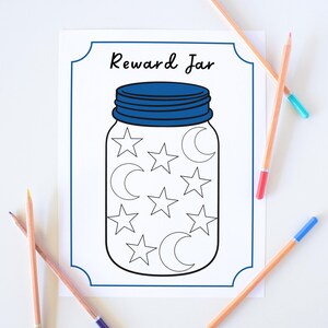 Kids Printable Reward Jar, Reward Chart Printable, Marble Jar Printable ...
