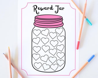 Kids Printable Reward Jar, Reward Chart Printable, Marble Jar Printable ...