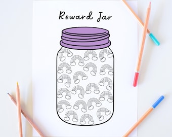 Kids Printable Reward Jar, Reward Chart Printable, Marble Jar Printable ...