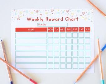 Weekly Reward Chart Printable, Kids Reward Chart, Toddler Printable ...
